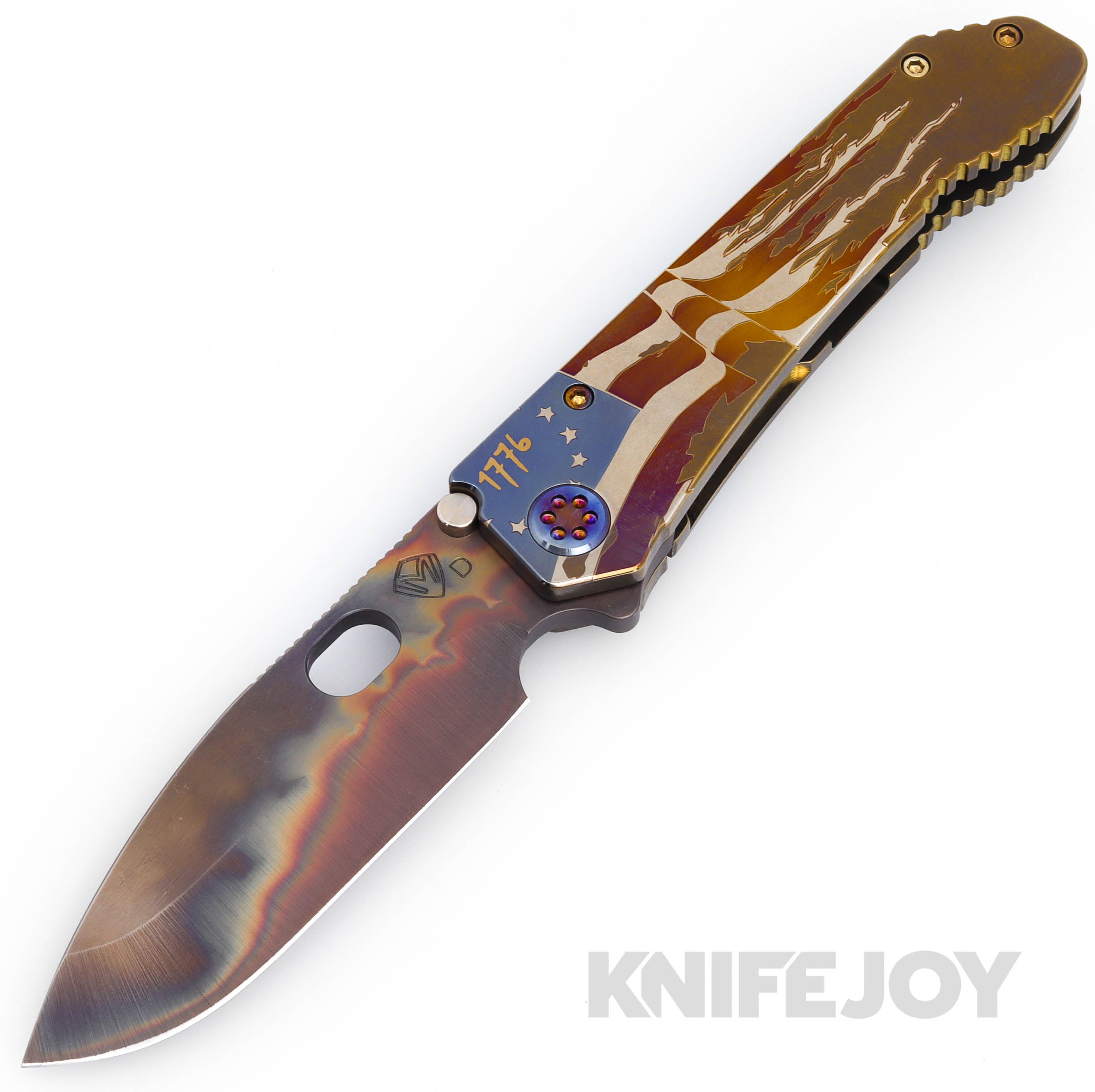 Medford Knives 187DP D2 Vulcan Blade with Bronze "Tattered Flag" Handl – KnifeJoy