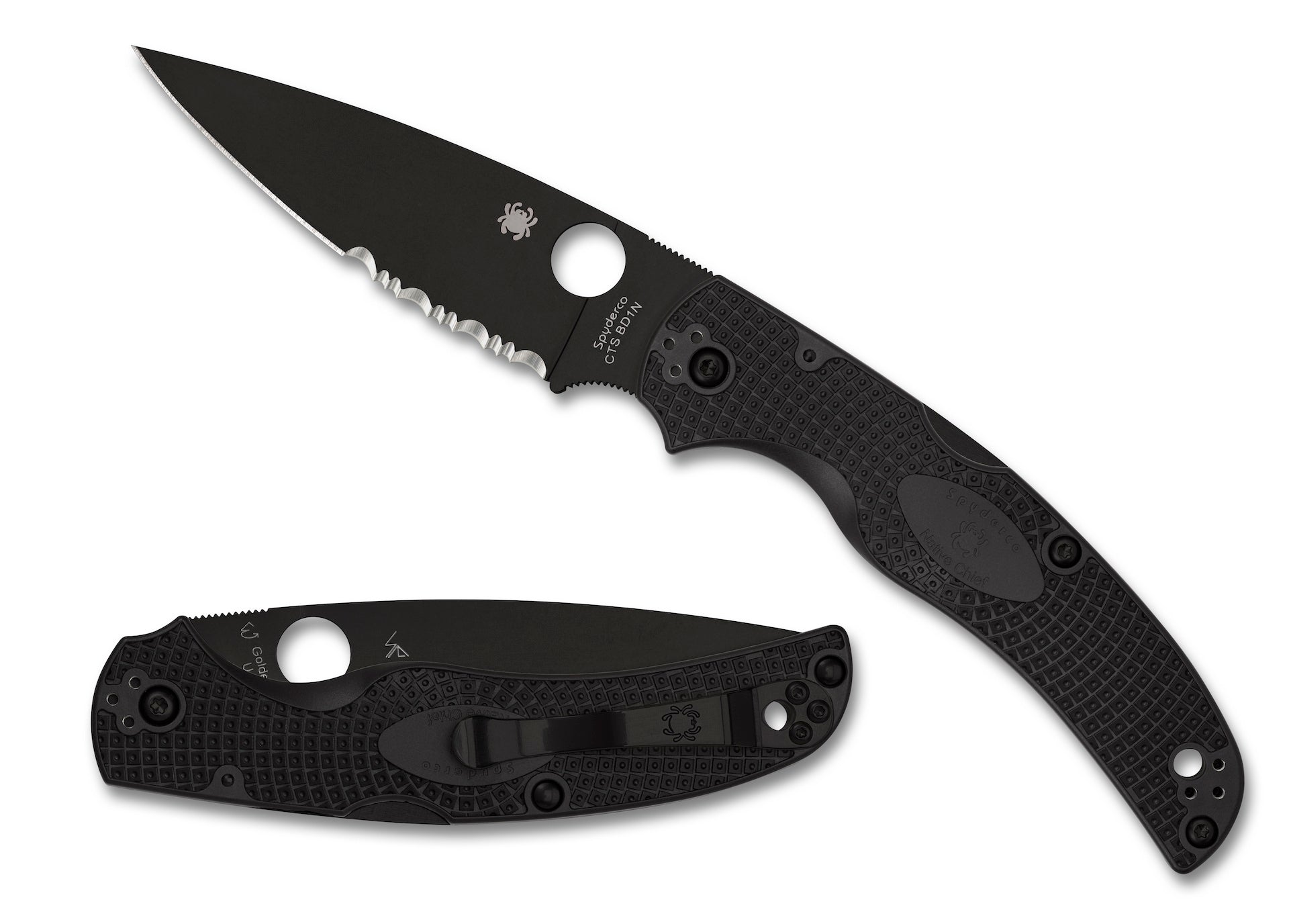 Spyderco C244PSBBK Native Chief Black Lightweight Lockback Knife Black ...