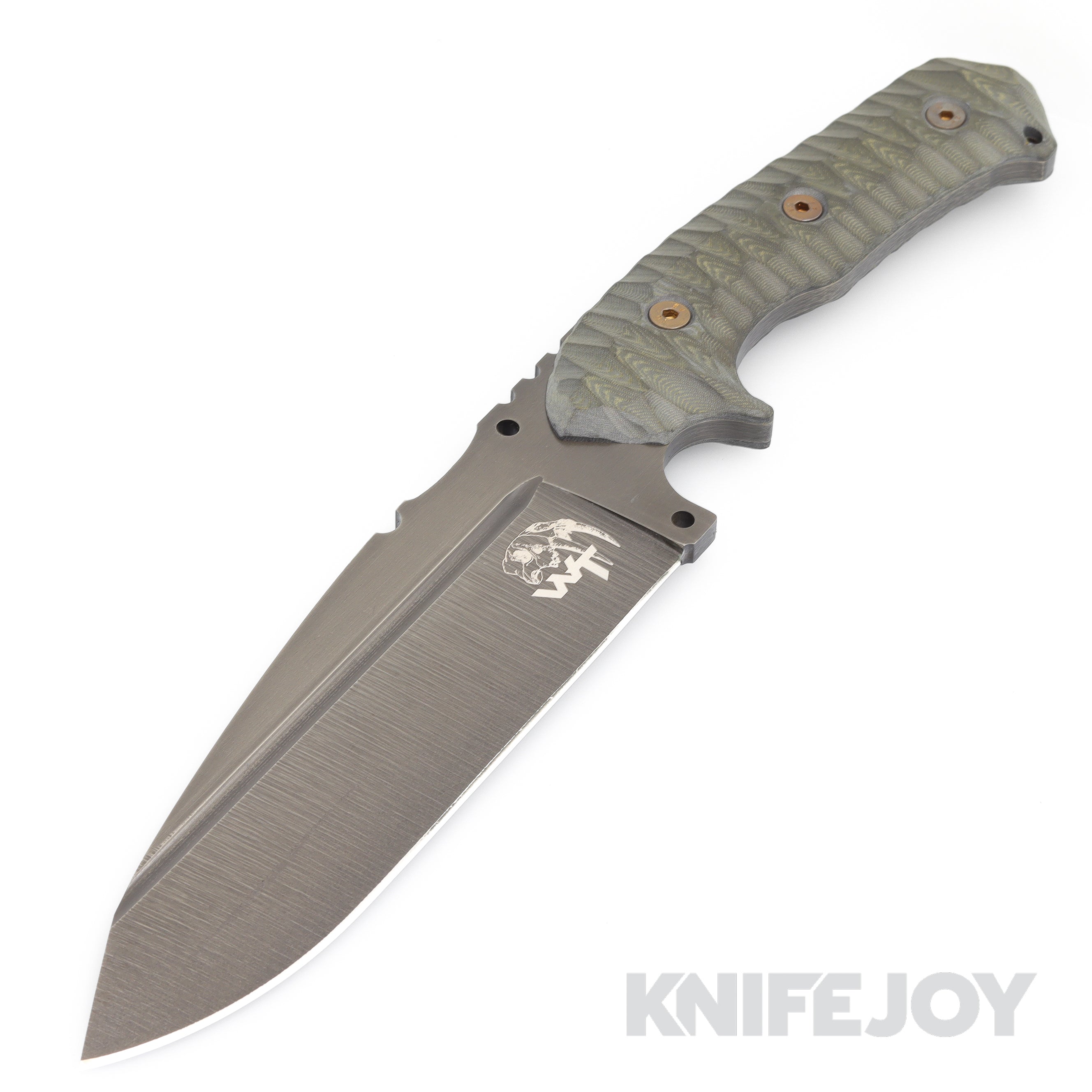 Wander Tactical WT223 Smilodon Raw D2 Blade Finish with Green Grooved ...