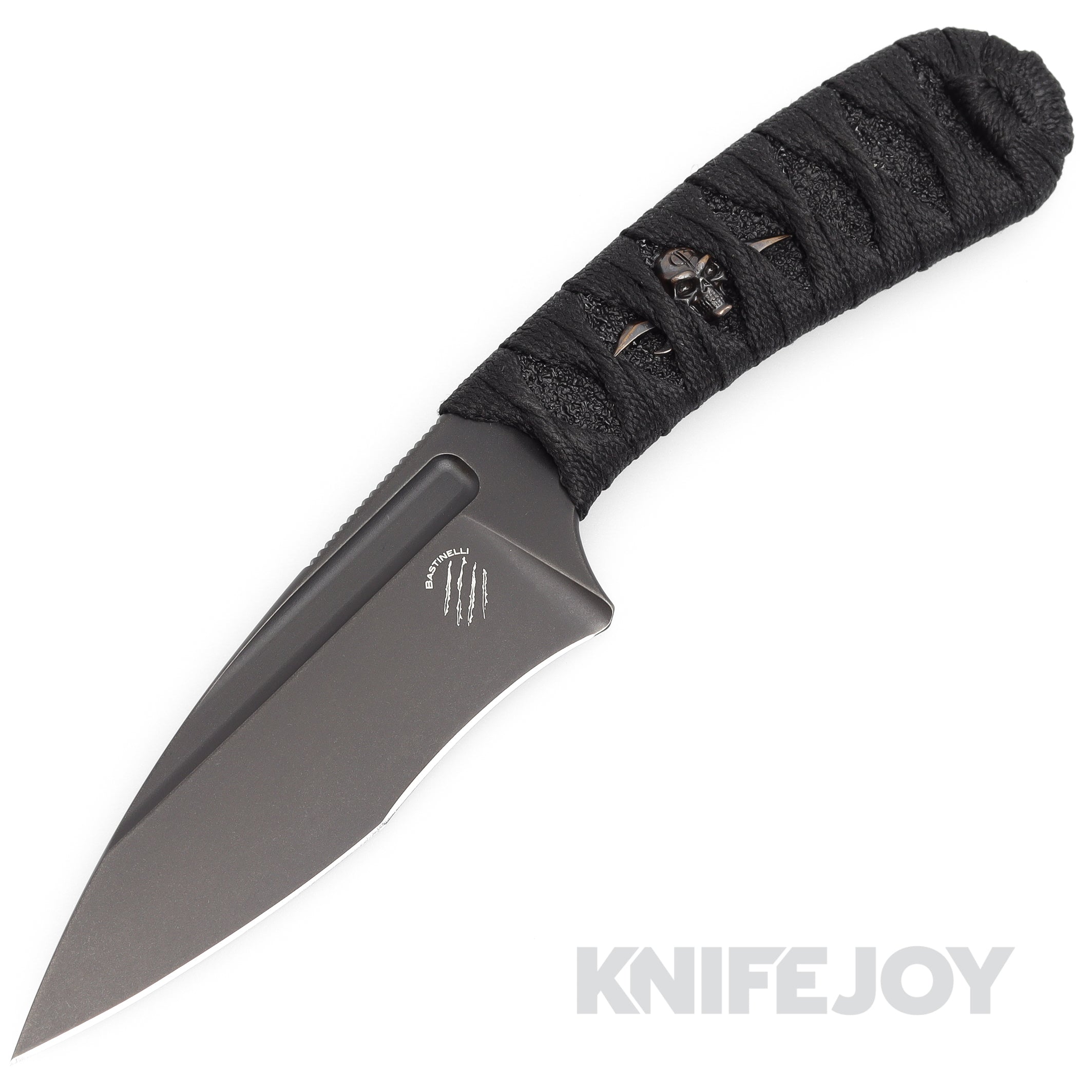 Bastinelli Knives/ Creations SIN Fixed Blade Black Stonewashed Blade w ...