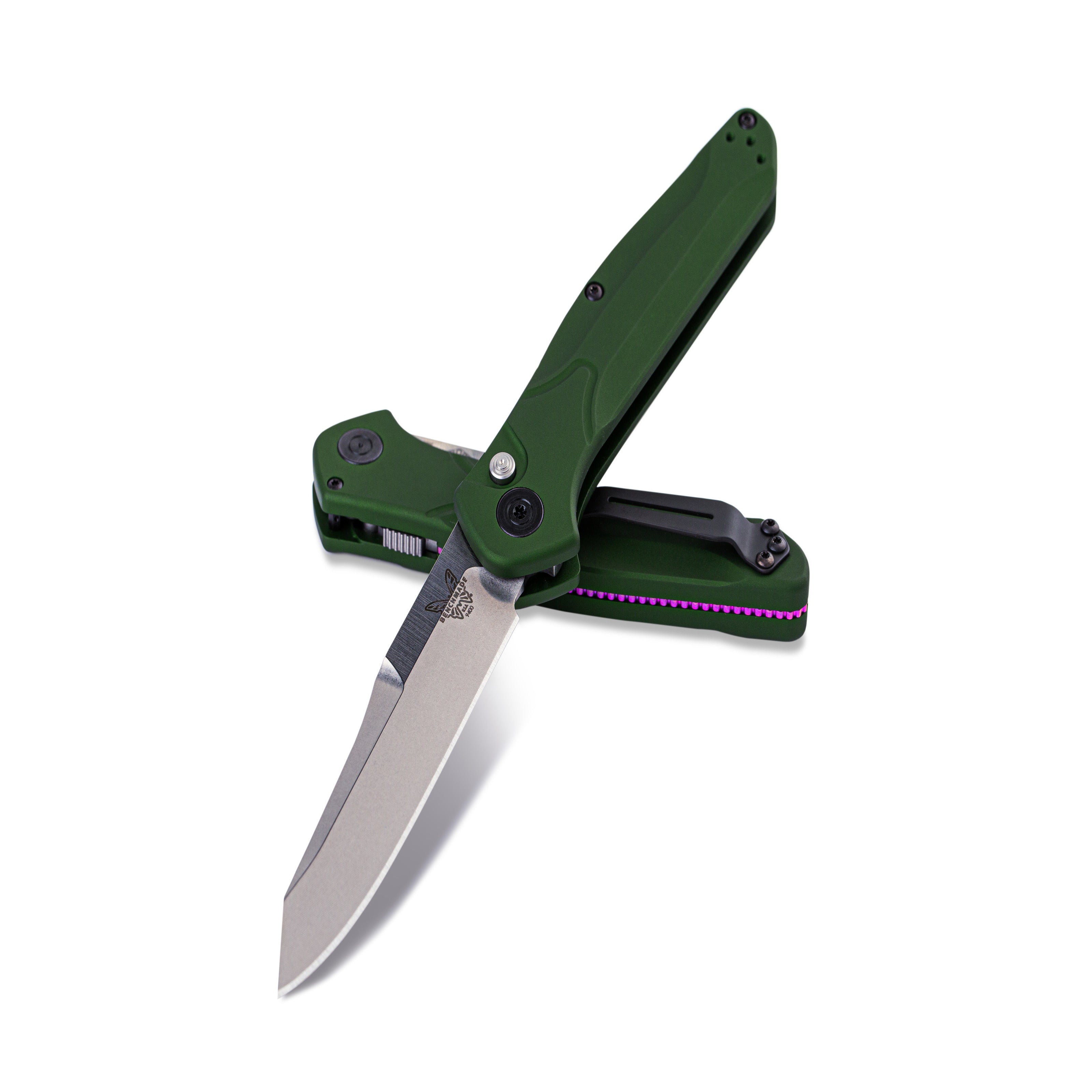 Benchmade 9400 Osborne Auto Satin Finish Blade with Green Aluminum Han ...
