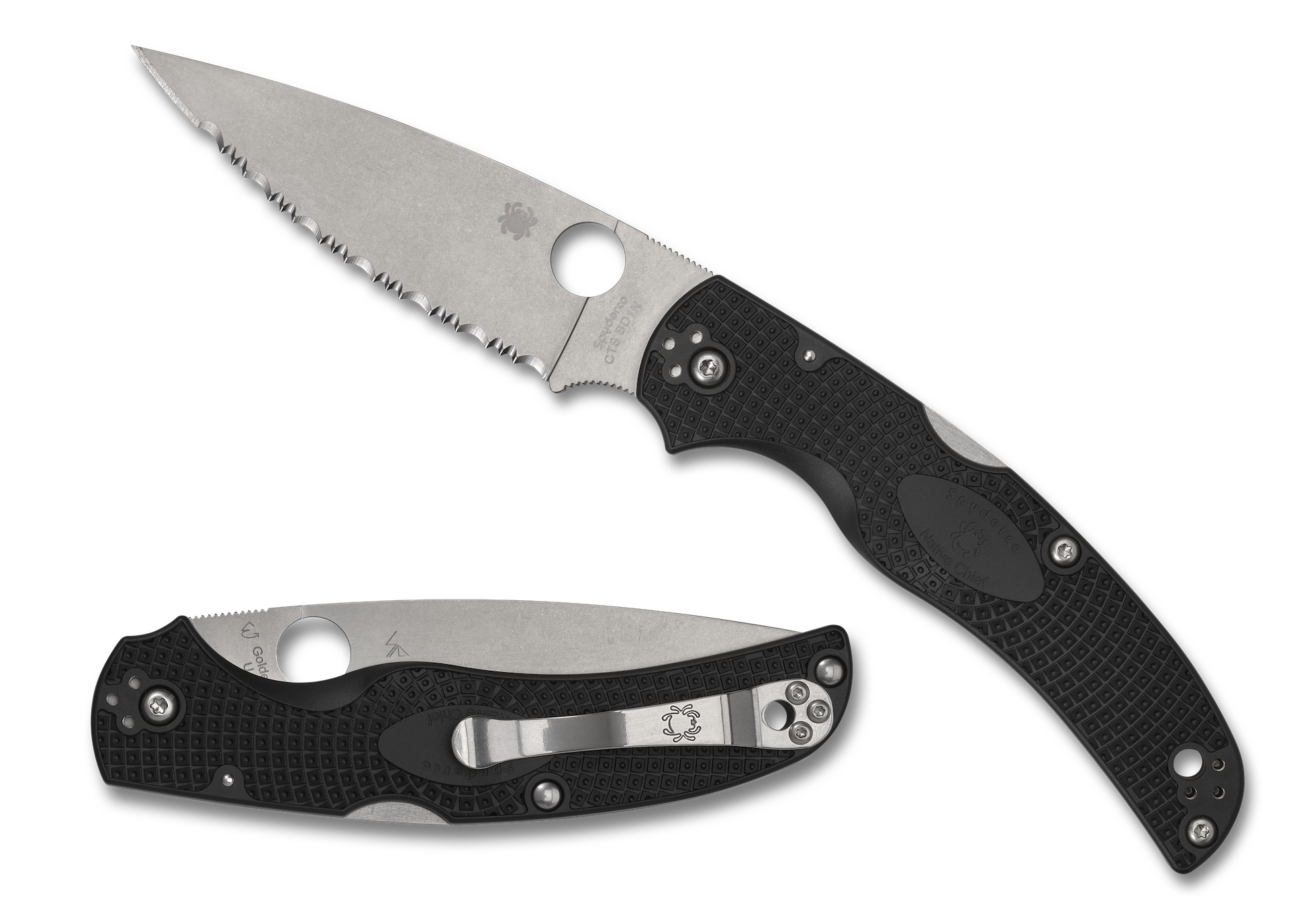 Spyderco C244SBK Native Chief Lightweight Lockback Knife Satin Spydere ...