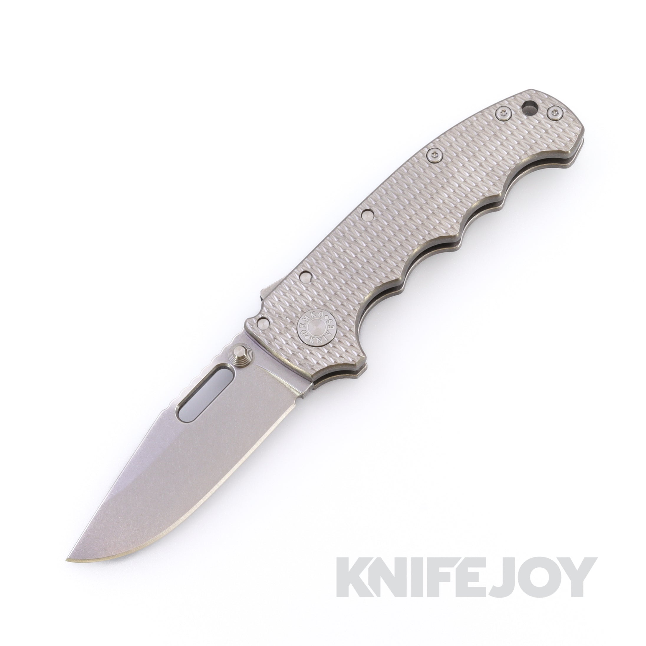 Demko Knives MGAD20 V1 Clip Point 3V Blade with Finger Groove Titanium ...