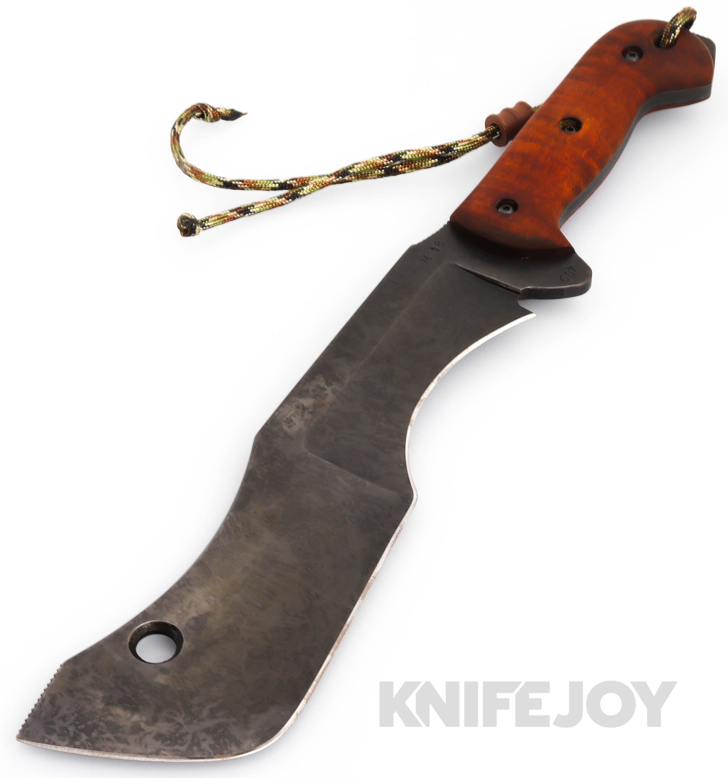 T.M. Hunt Custom Knives M18 Fixed Blade with Red Stained Curly Maple H ...
