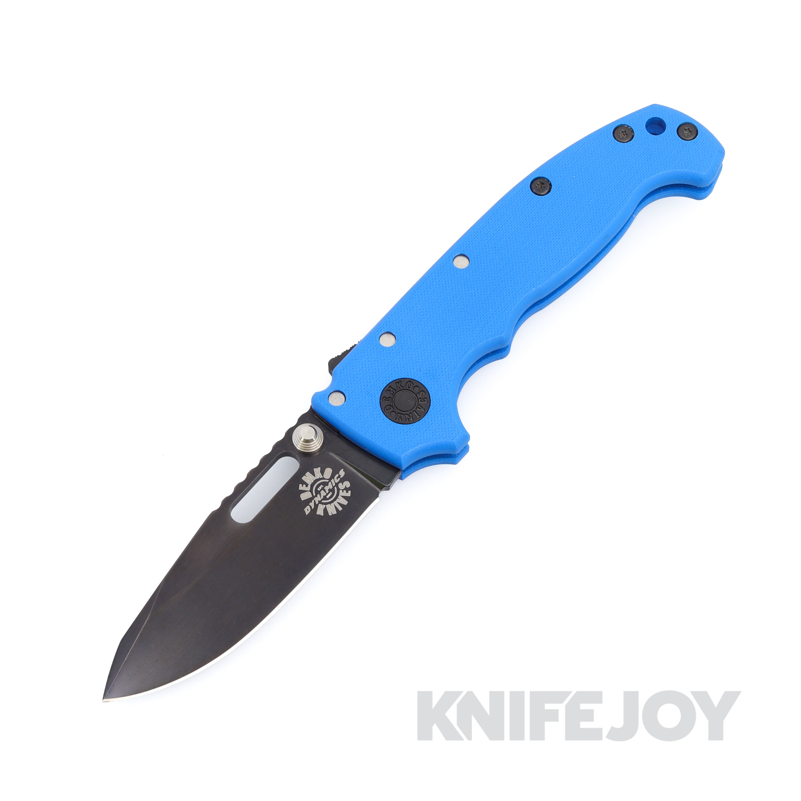 Demko Knives MGAD20S Spear Point DLC Magnacut Blade with Blue Fine Tex ...