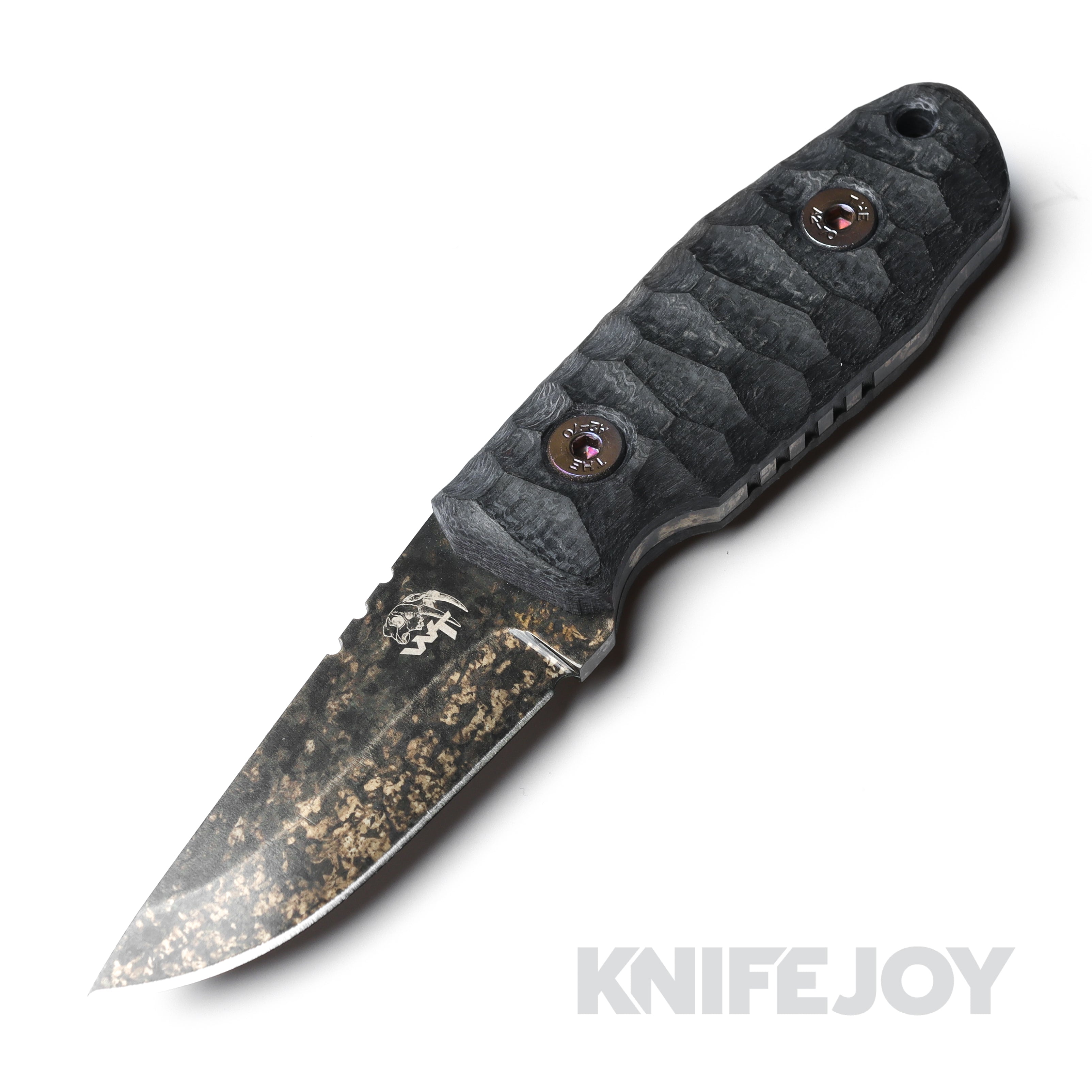 Wander Tactical WT225 Menoceras Small Marble Finish D2 Blade with Blac ...