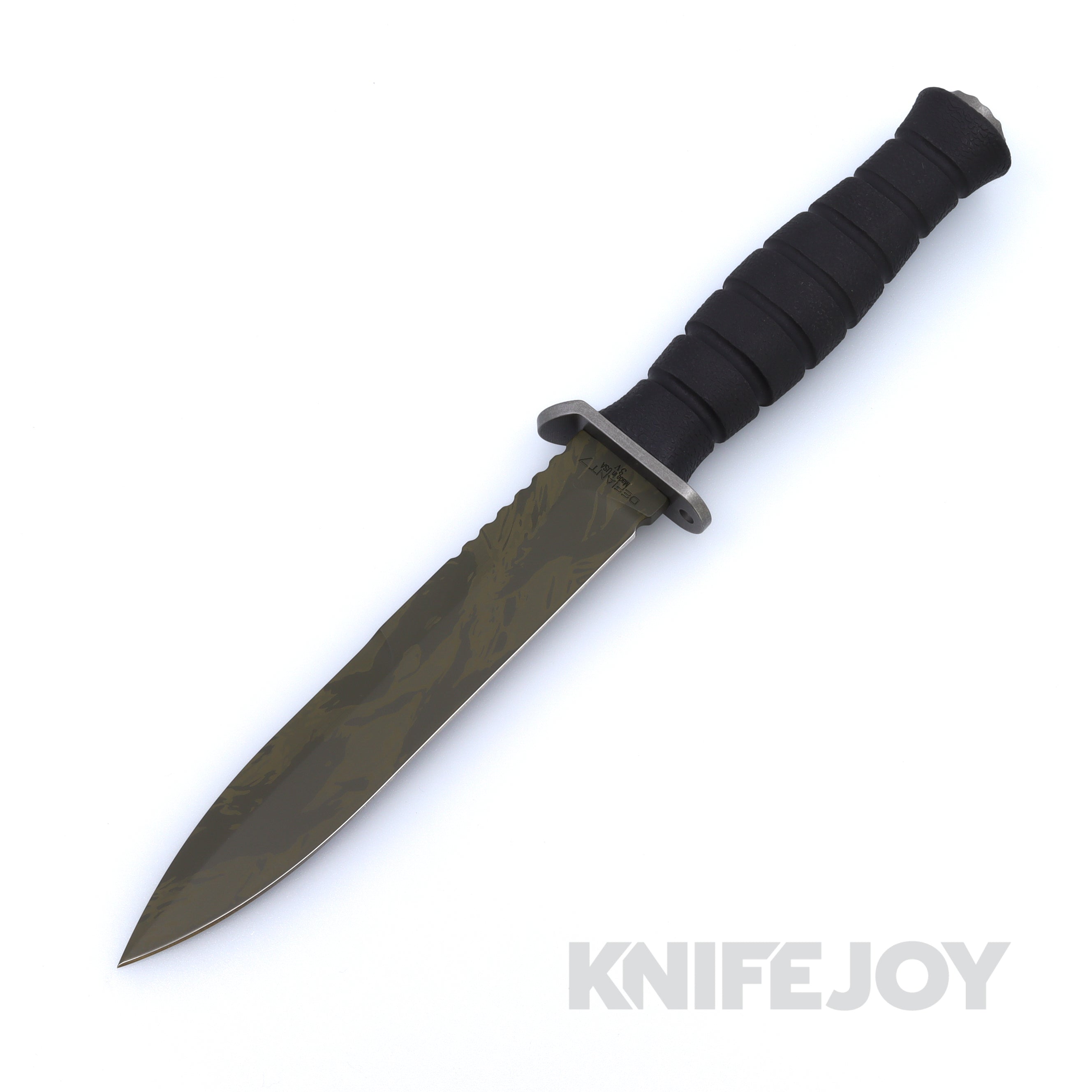 Defiant 7 Knives M320 Tiger Stripe Cerakote 3V Blade with Black Polyme ...