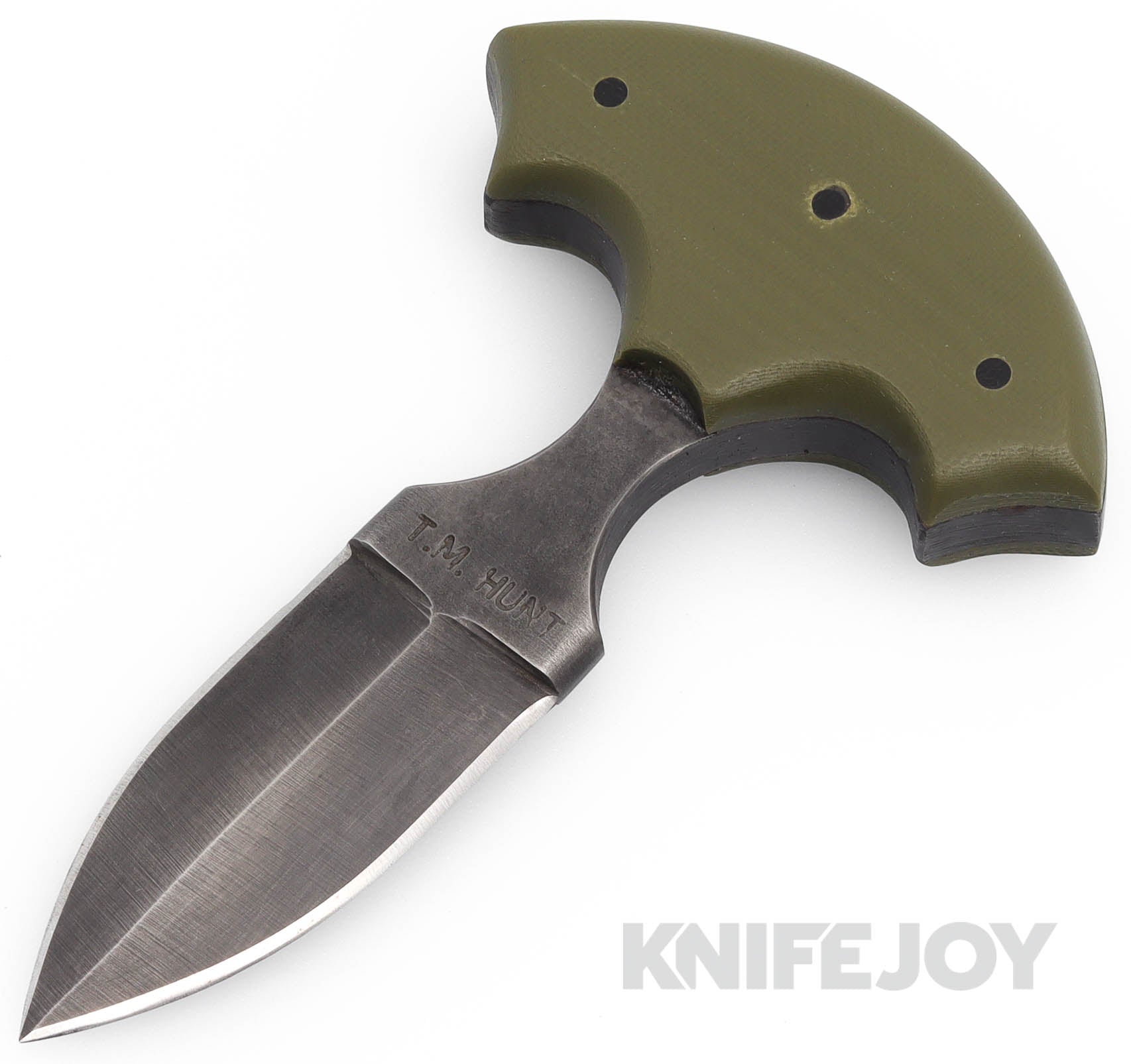 T.M. Hunt Custom Knives Push Dagger Fixed Blade with Green Micarta Han ...