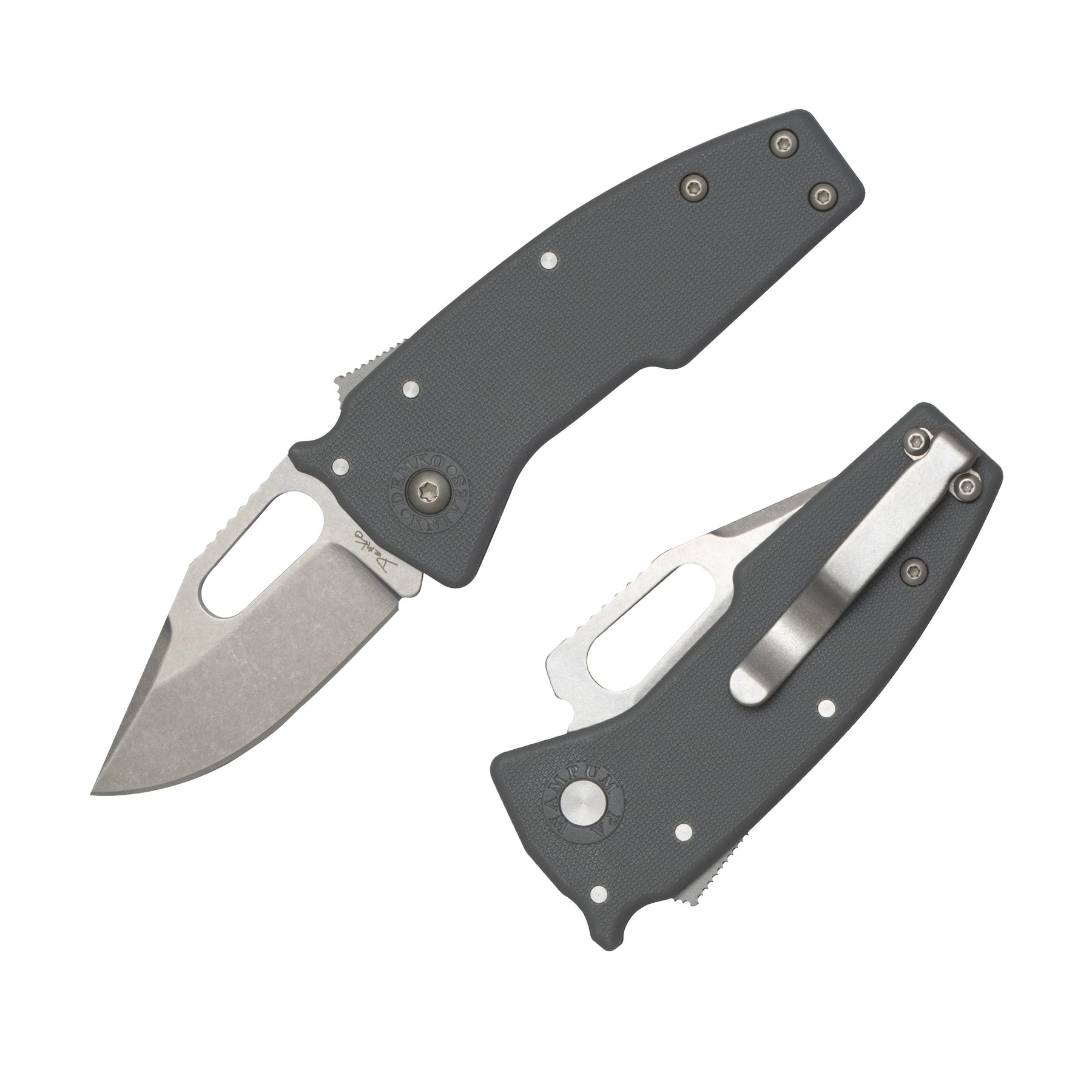 Demko Knives Nano-Shark AUS10A Clip Point Blade with Grey GRN Handles ...