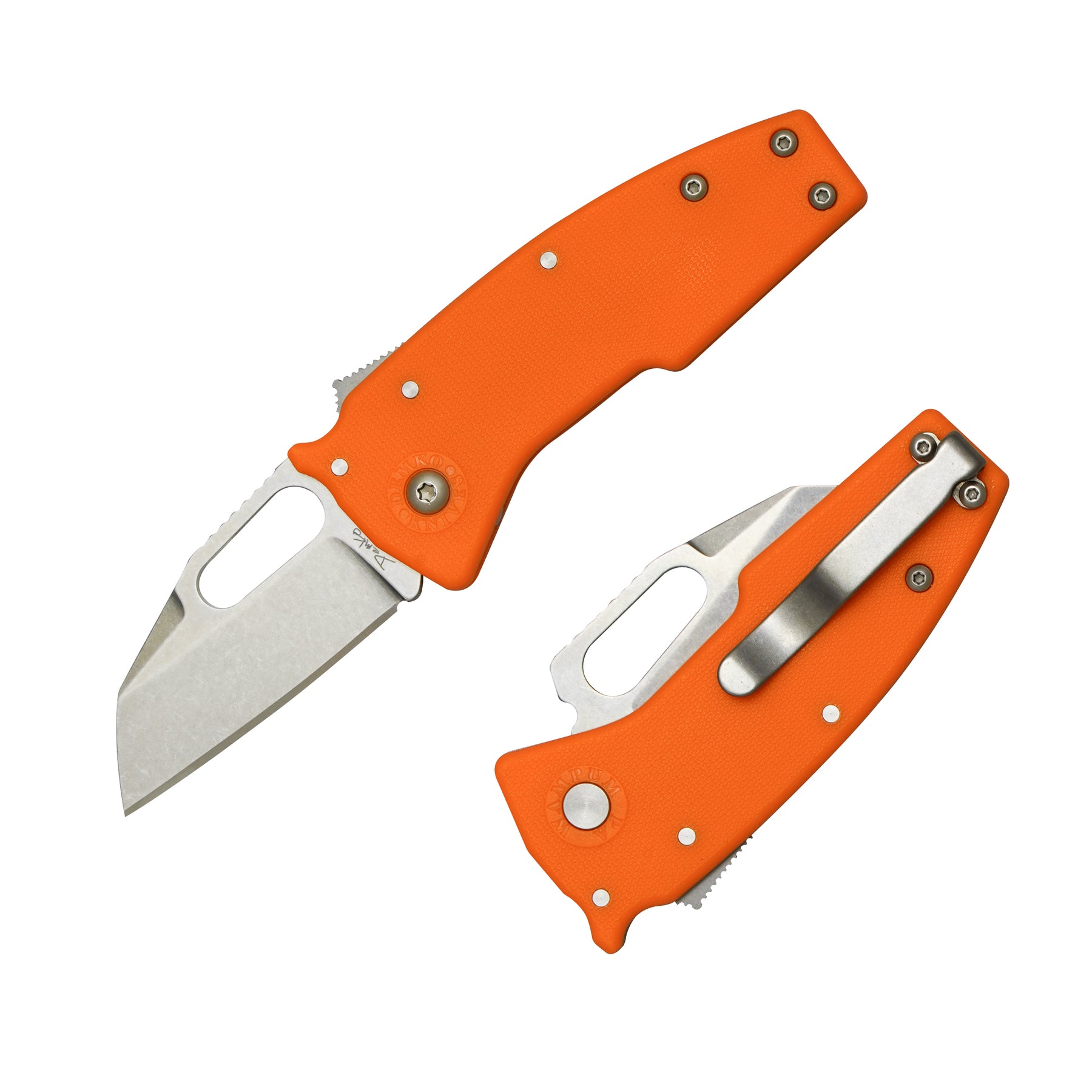 Demko Knives Nano-Shark AUS10A Shark Foot Blade with Orange GRN Handle ...