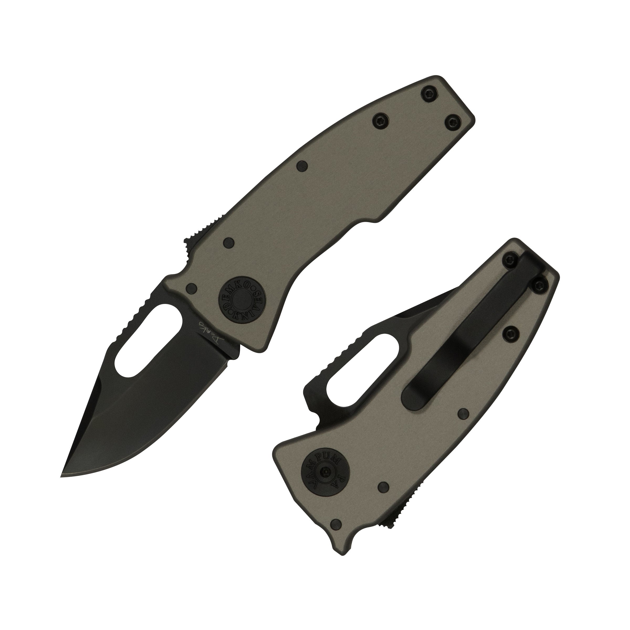 Demko Knives Nano-Shark Stealth 20CV DLC Clip Point Blade with Artille ...