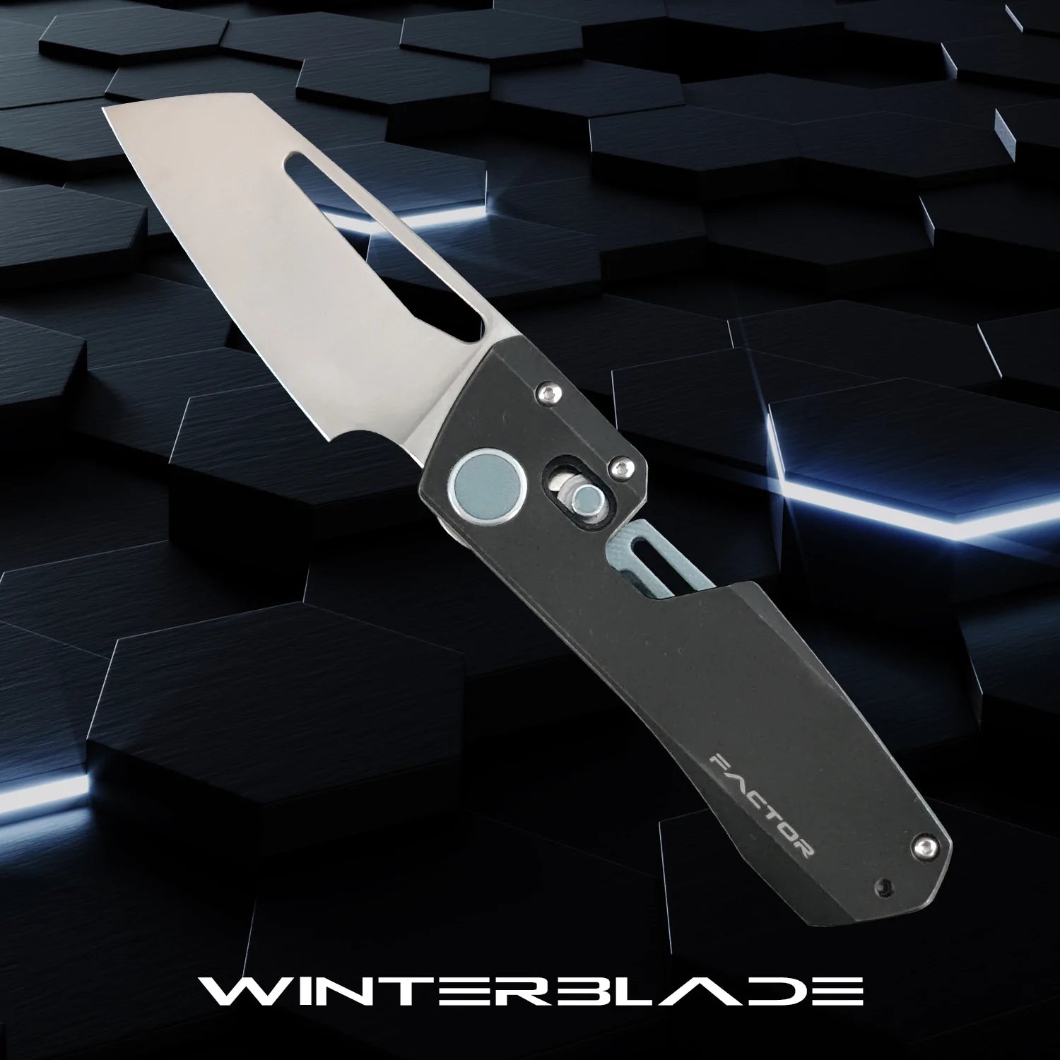 WINTERBLADE Co. Factor Folding Knife Satin Blade with Stonewashed Blac ...