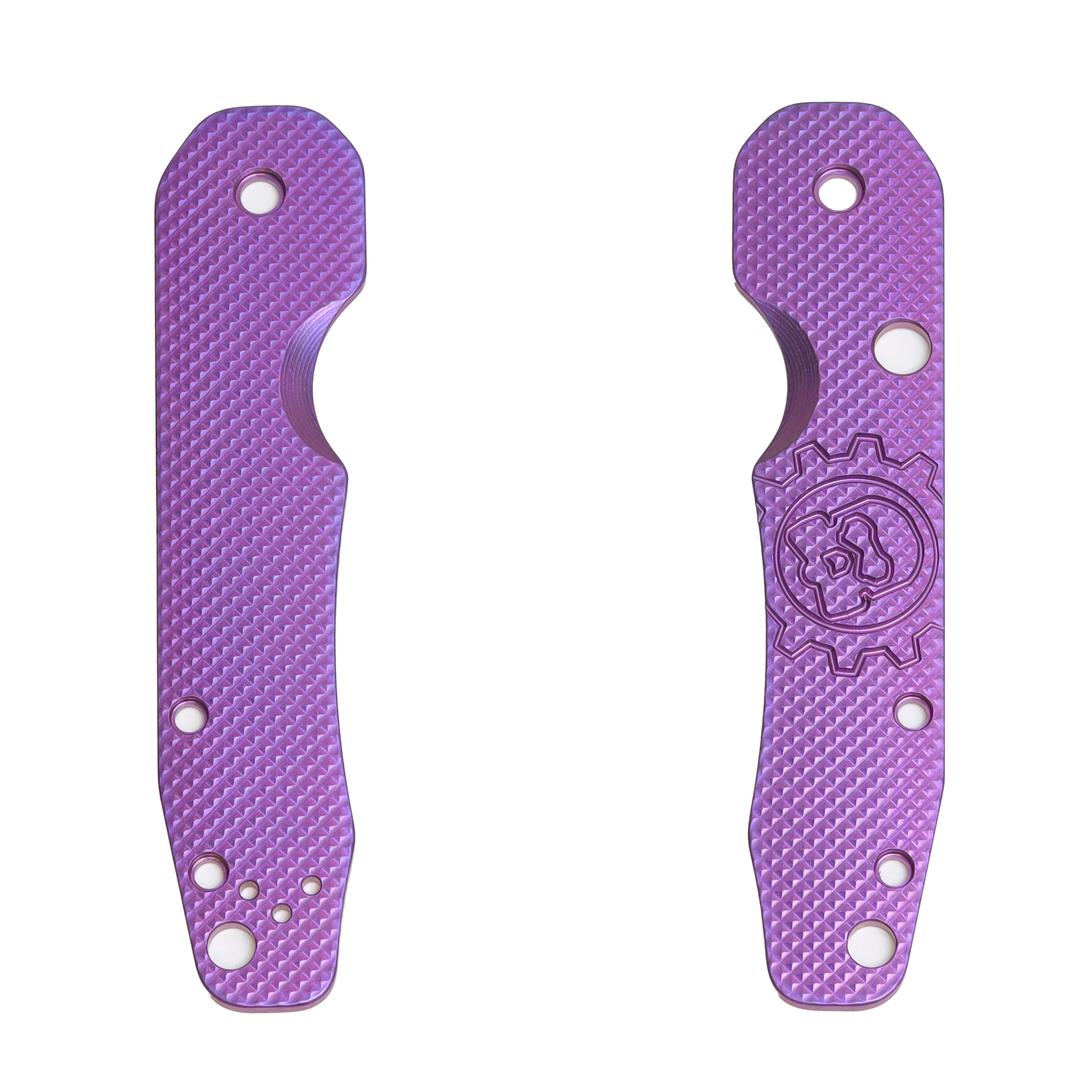Smock Knives Purple Titanium Scales with Snake Pattern/Logo for Spyder ...