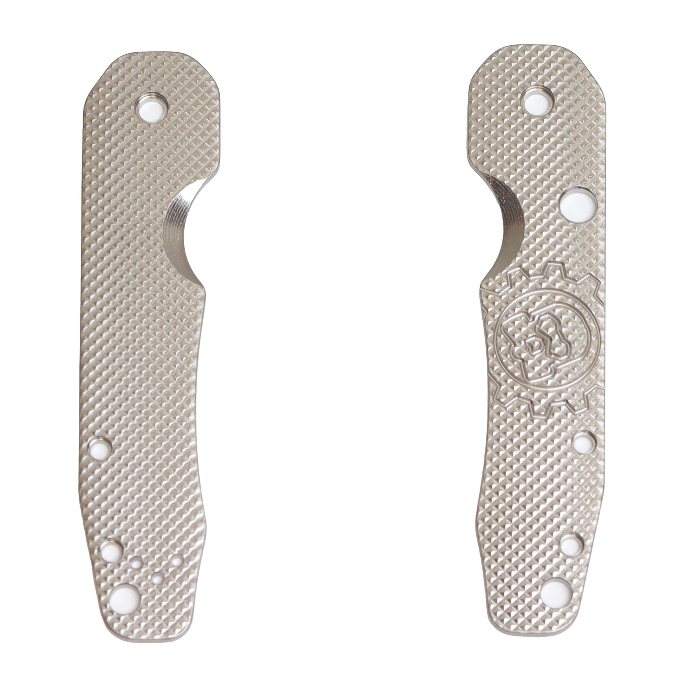 Smock Knives Silver Titanium Scales with Snake Pattern/Logo for Spyder ...