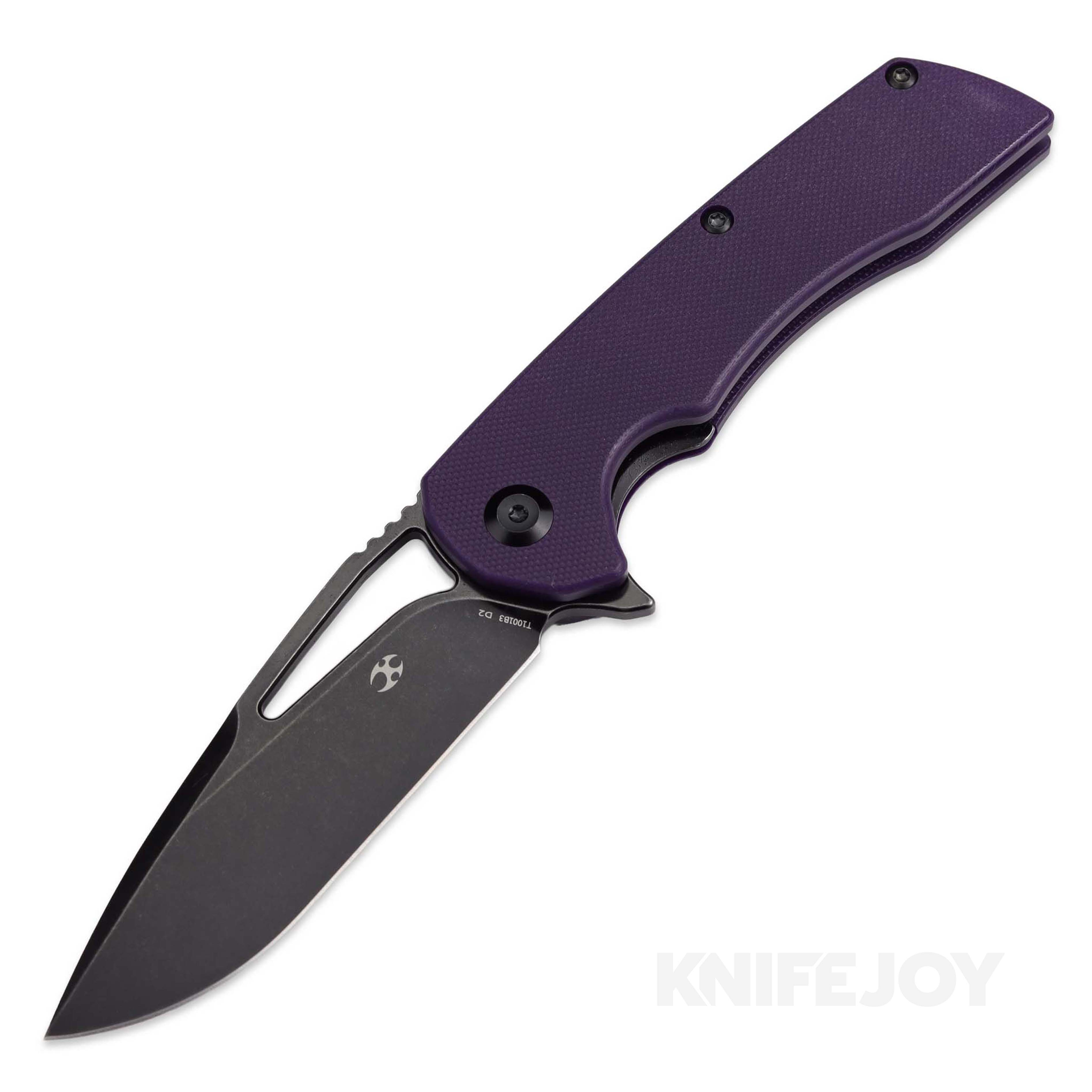 Kansept Knives T1001B3 Kyro Frame Lock Black Coated D2 Blade with Purp ...