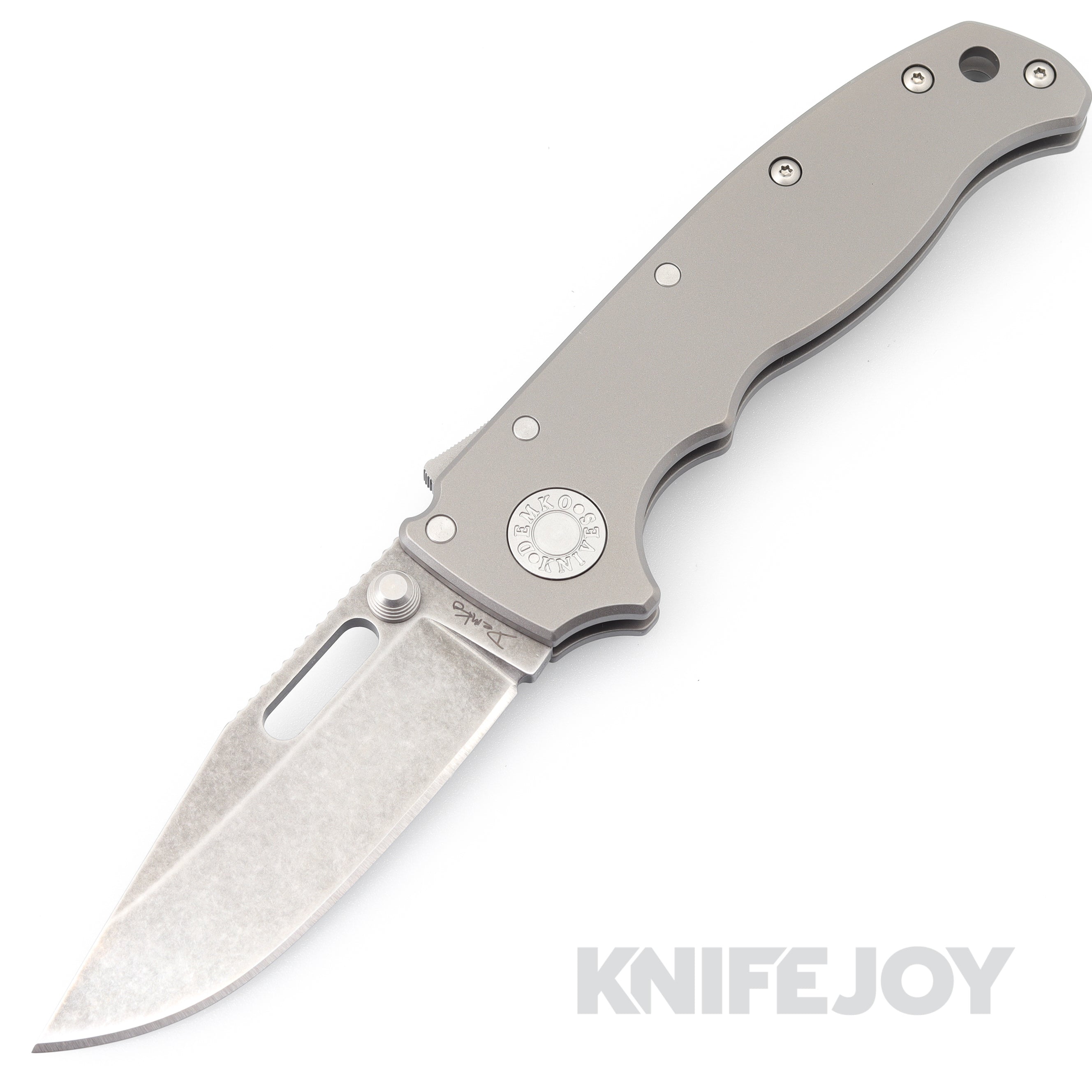 Demko Knives AD20.5 Shark Lock Stonewash 3V Clip Point Blade with Smoo ...