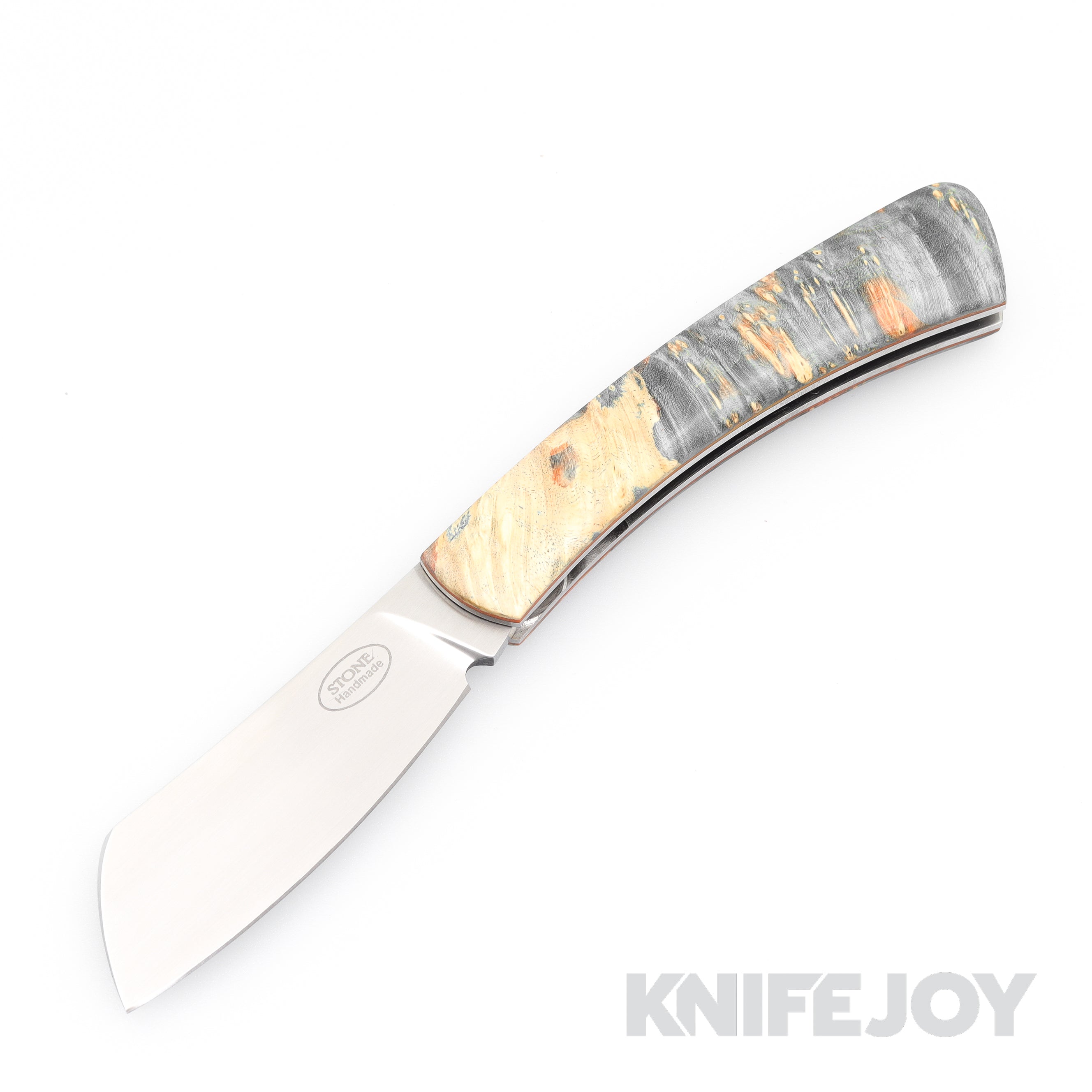 Tinus Stone STONE150 Cleaver Slipjoint with Blue Dyed Maple Scales/ Or ...