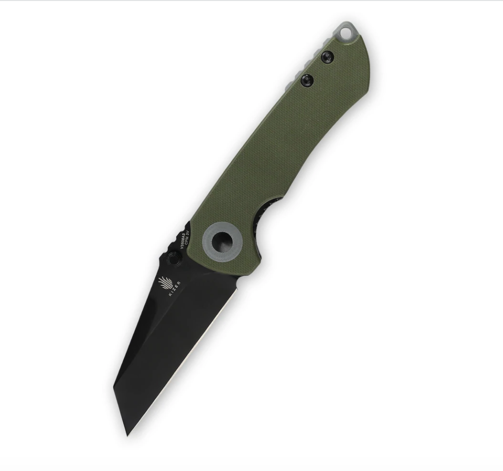 Kizer V3508A3 Mini Critical Knife Green G10 Handle with CPM3V Black Bl ...