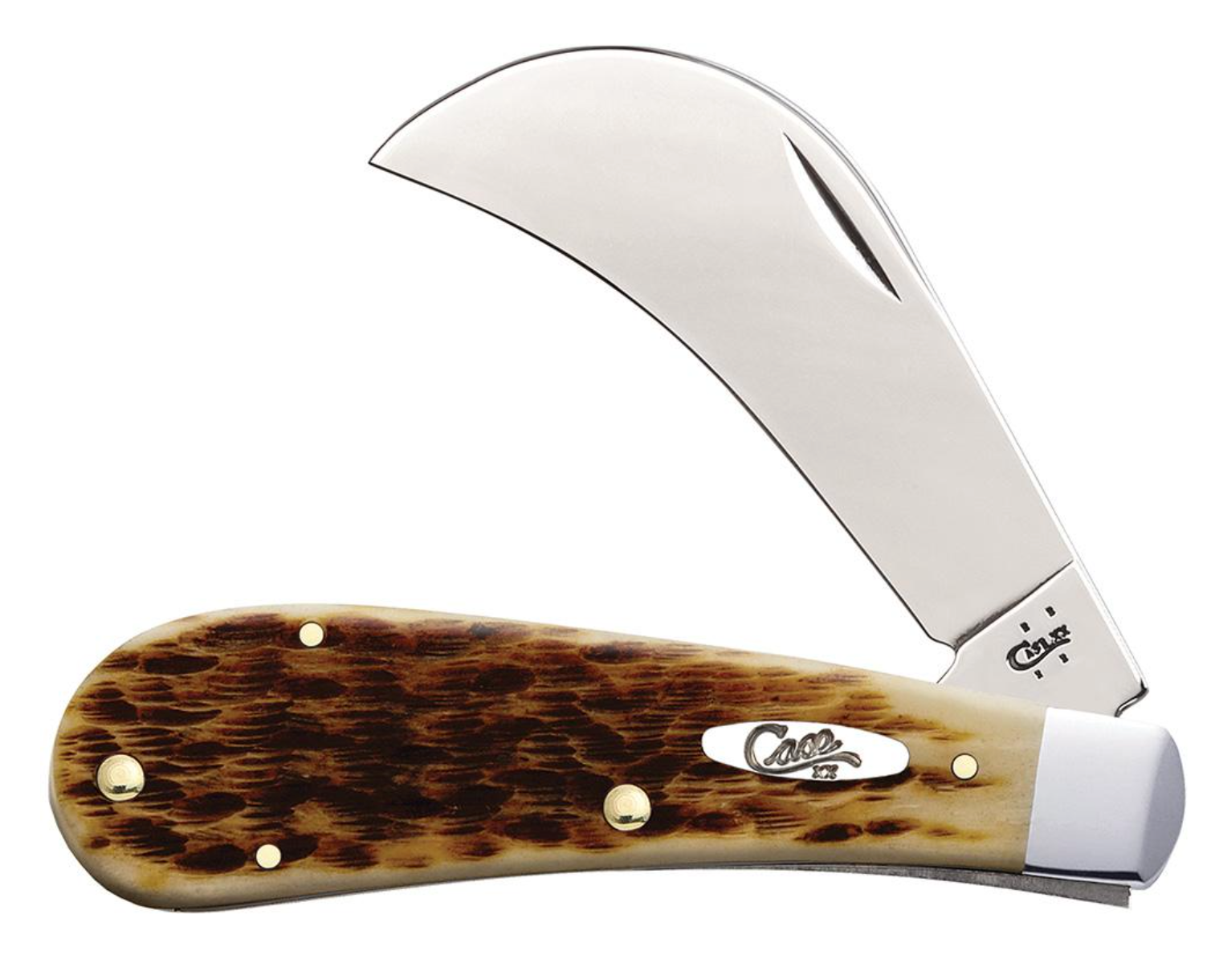 Case Amber Bone Peach Seed Jig Hawkbill Pruner Pocket Knife (00249 ...