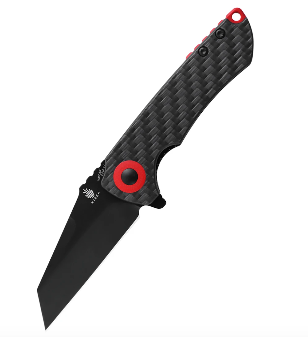 Kizer V3508A1 Mini Critical Knife Black Carbon Fiber Handle CPM3V Plai ...