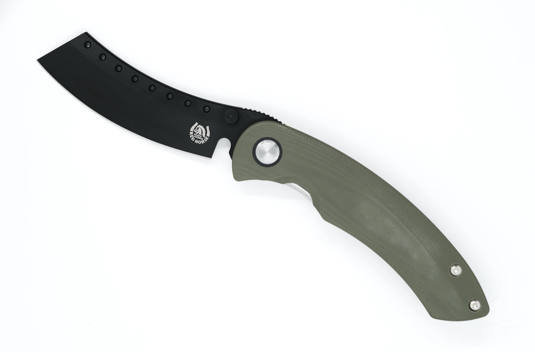 Red Horse Knife Works Hell Razor P Series with OD Green Handles/ PVD B ...