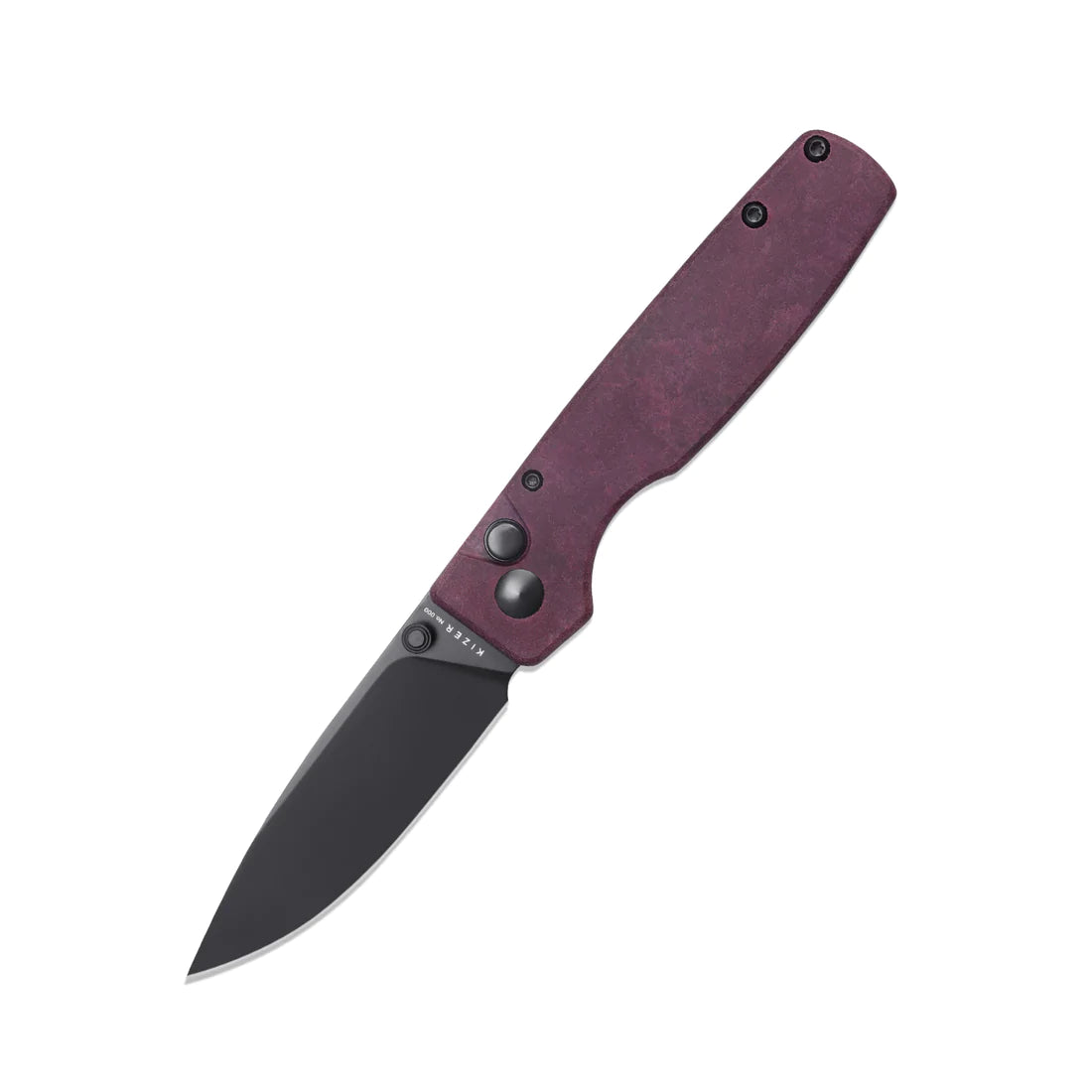 Kizer Original V3605C3 Button Lock Knife Black 154CM Blade with Red Ri ...
